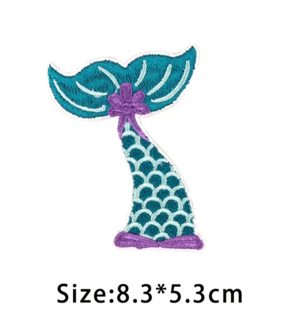 Mermaids Tail Embroidered Sticky Peel Back Adhesive Patch — Patches "R" Us