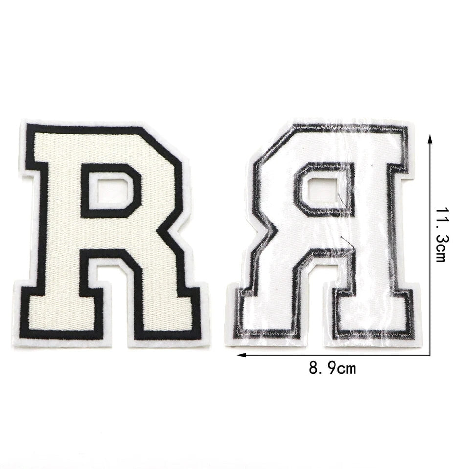 White Embroidered 7.8cm Iron On Patch Letters — Patches "R" Us