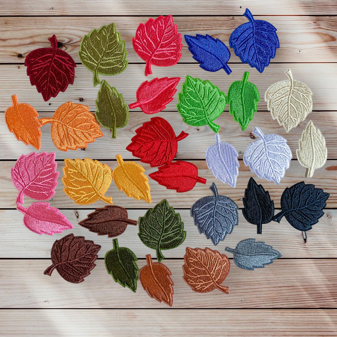 Leaf Embroidered Iron On Patches — Patches "R" Us