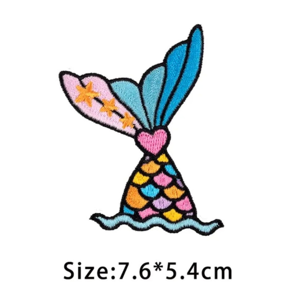 Mermaids Tail Embroidered Sticky Peel Back Adhesive Patch — Patches "R" Us