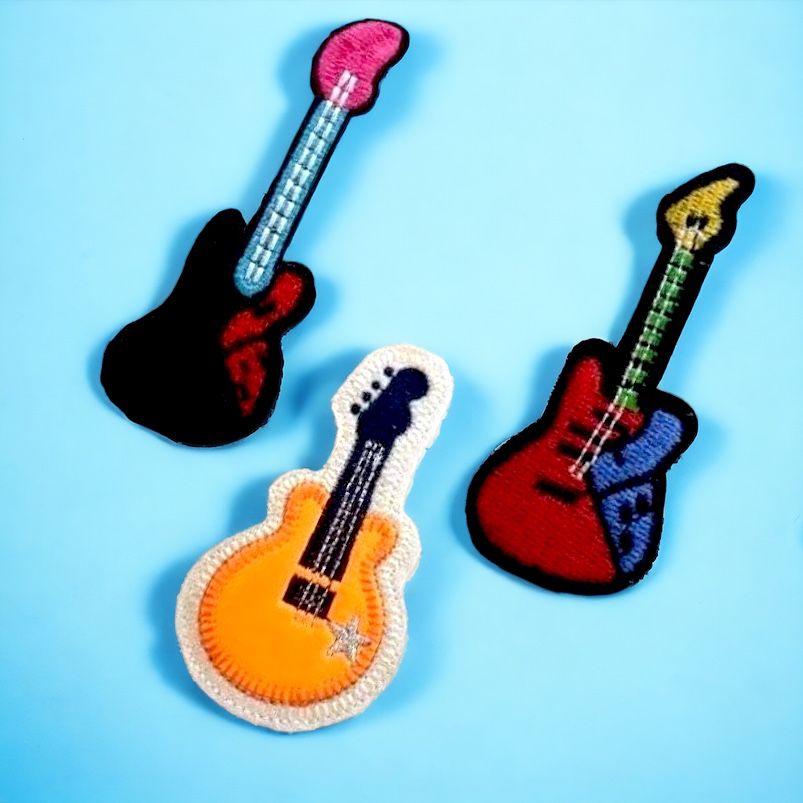Guitar Embroidered 9.5cm Iron-On Patches — Patches "R" Us