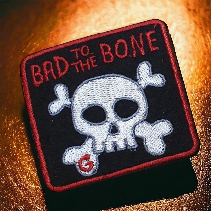 Bad To The Bone Skull Embroidered 5.5cm Iron-On Patch — Patches "R" Us