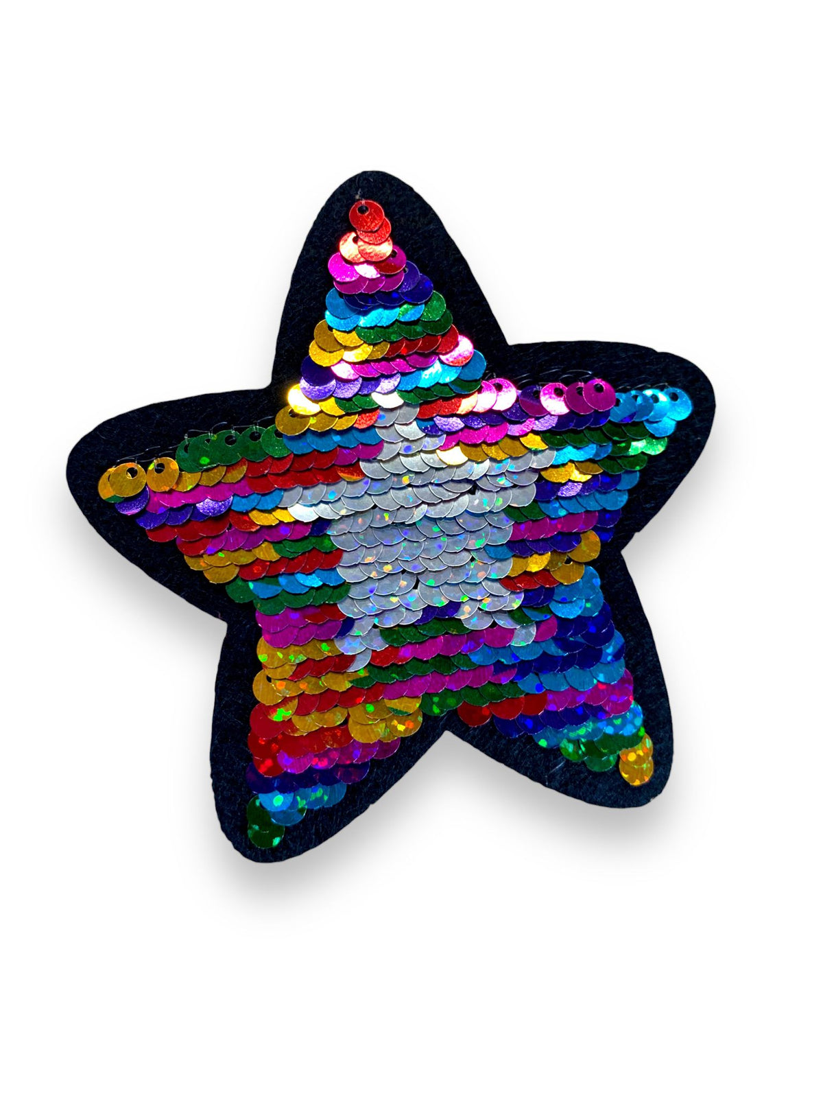 Rainbow Sequin Sparkle Star 8.8cm Iron On Patch — Patches "R" Us