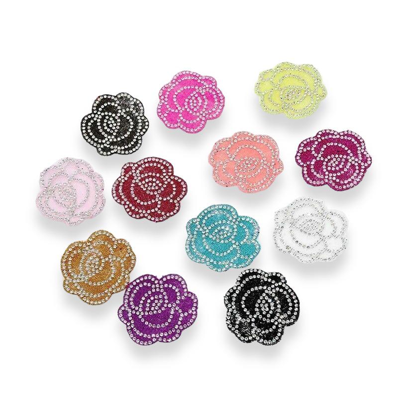 Rhinestone Roses Multi-Coloured 5cm Iron-On Patches — Patches "R" Us