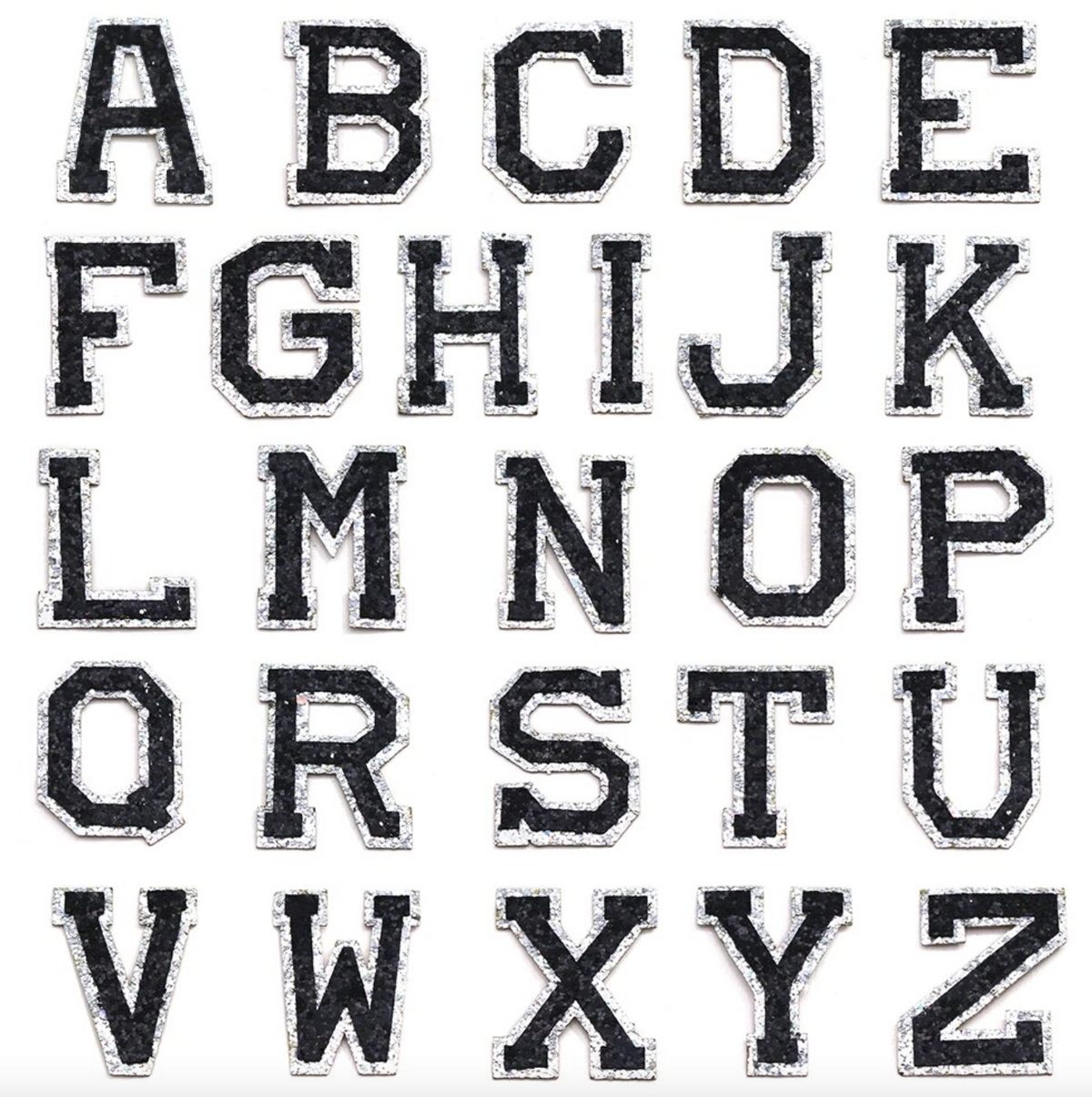 Black Sequin 5cm Iron-On Patch Letters — Patches "R" Us