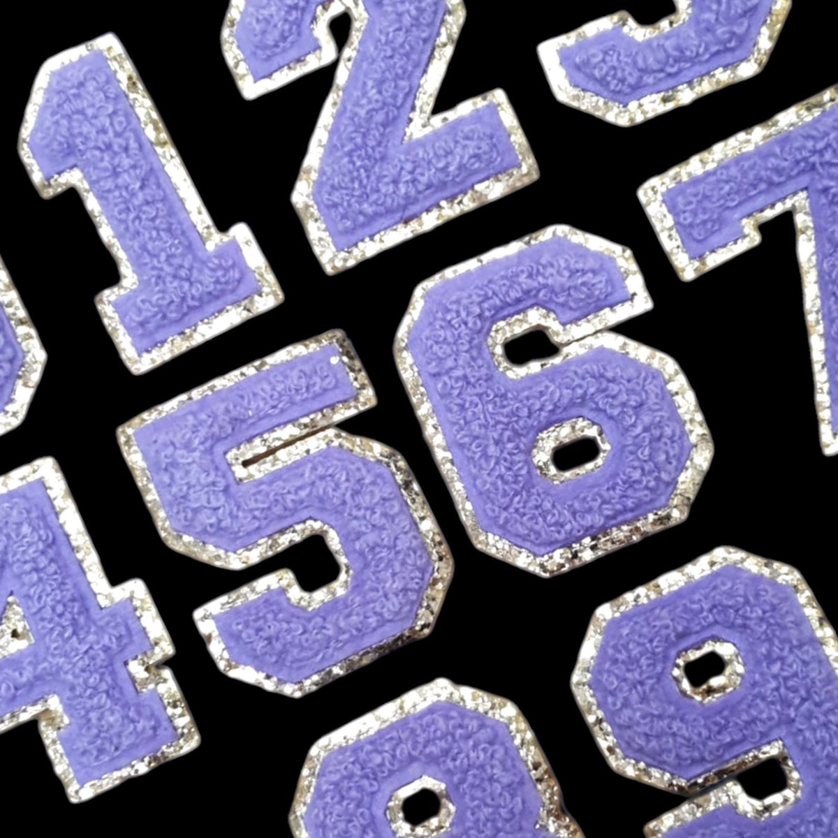 Purple Chenille Gold Trim 5cm Iron-On Patch Numbers — Patches "R" Us