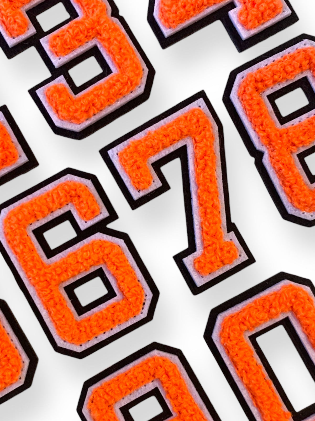 3D Varsity Style Orange 5cm Chenille Iron-On Patch Numbers — Patches "R" Us