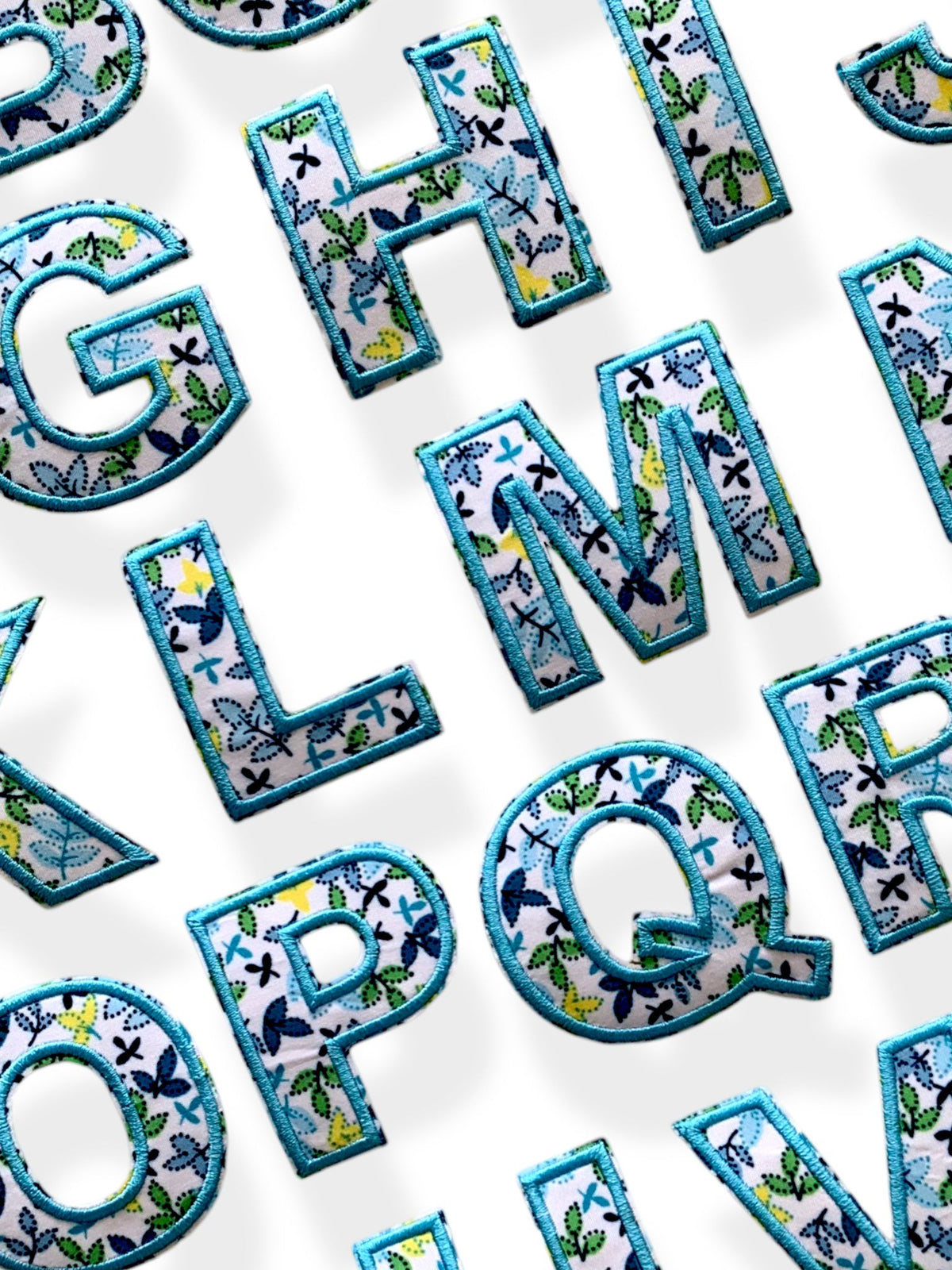 Blue Floral Applique Embroidered 5cm Iron On Patch Letters & Numbers ...