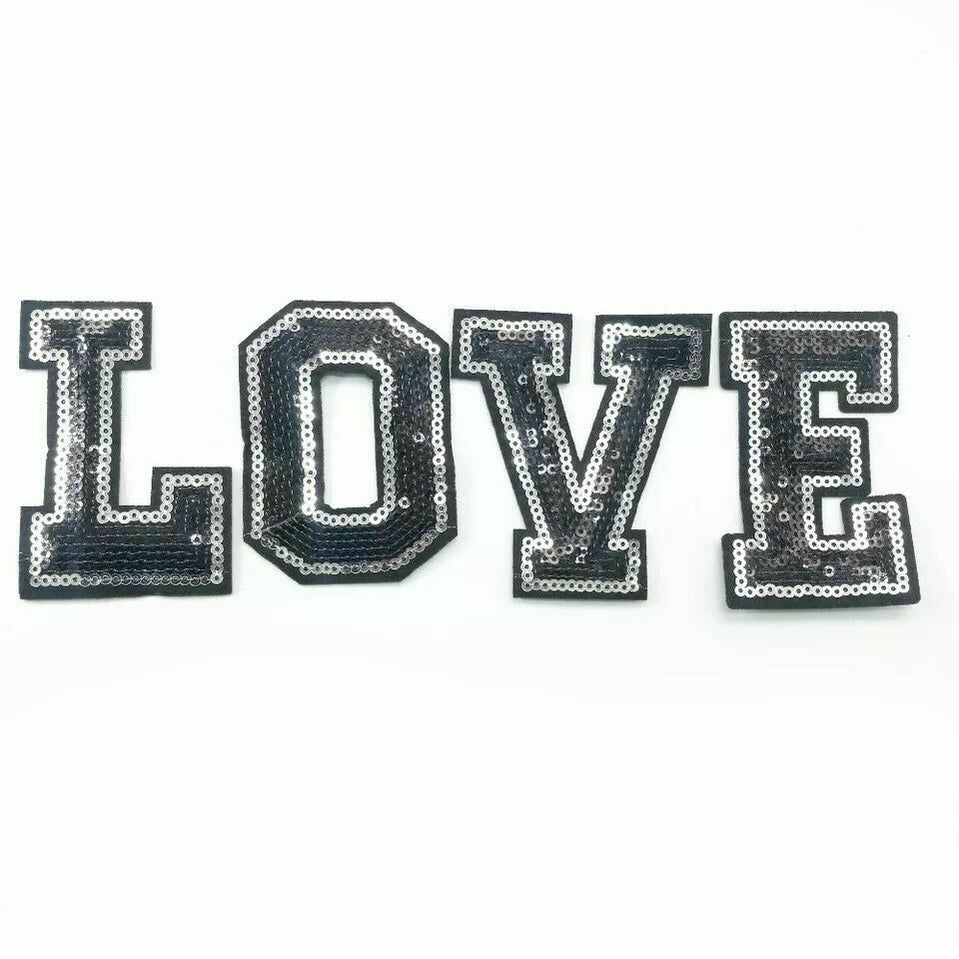 Black Sequin 7.5cm Iron On Patch Letters — Patches "R" Us