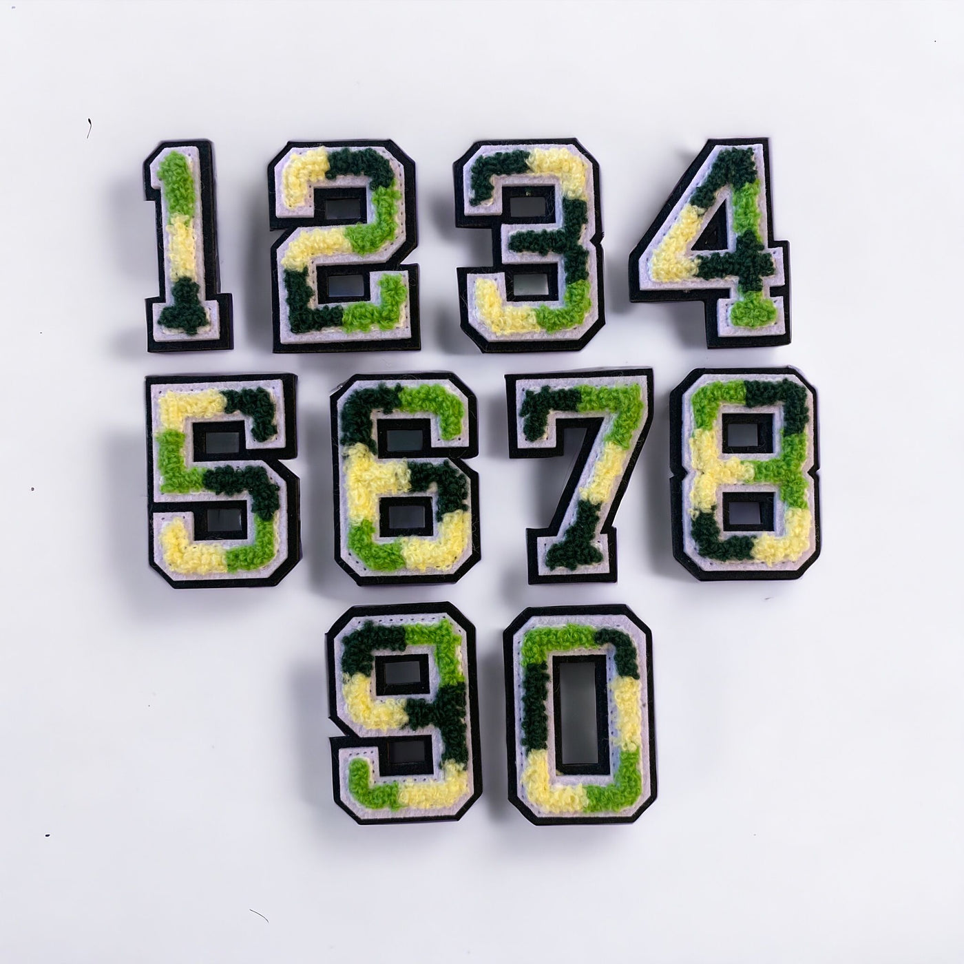 3D Varsity Style Camouflage 7.5cm Chenille Iron-On Patch Numbers ...