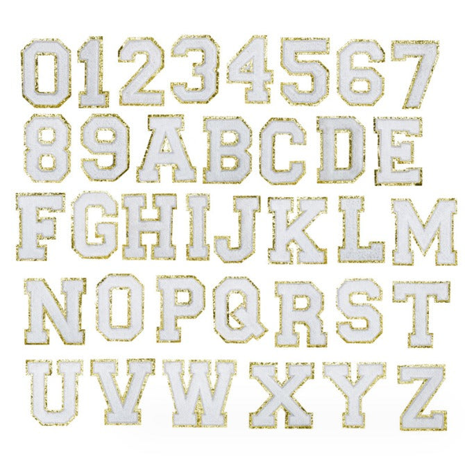 White Chenille Varsity Style 11.4cm Iron-On Patch Numbers — Patches "R" Us
