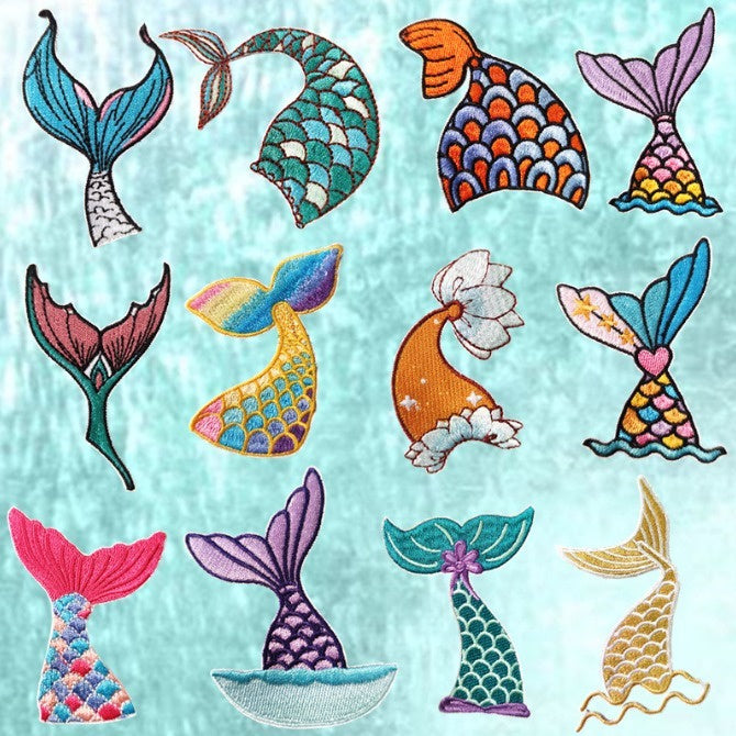 Mermaids Tail Embroidered Sticky Peel Back Adhesive Patch — Patches "R" Us