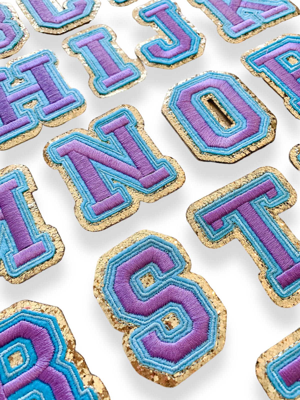 Purple Blue Embroidered 5.8cm Iron On Patch Letters — Patches "R" Us