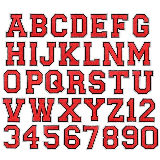 Red Embroidered 11.3cm Iron On Patch Letters — Patches "R" Us