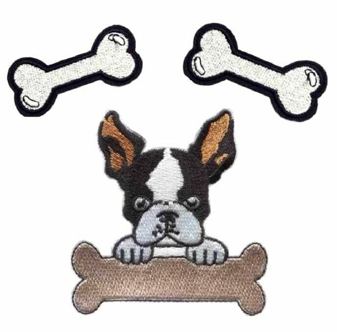 Dog & Bone Embroidered Iron-On Patches — Patches "R" Us