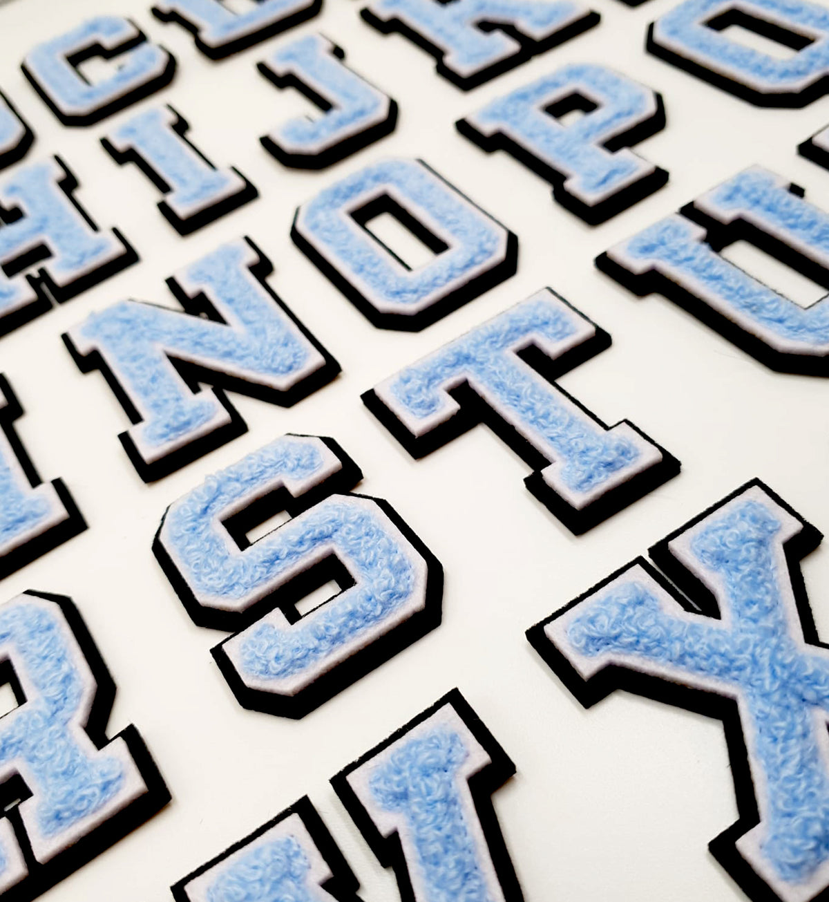 3D Varsity Style Blue 7.5cm Chenille Iron-On Patch Letters — Patches "R" Us