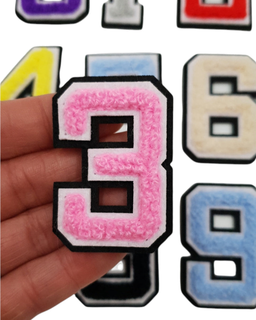 3D Varsity Style Black 5 cm Chenille Patch Numbers — Patches "R" Us