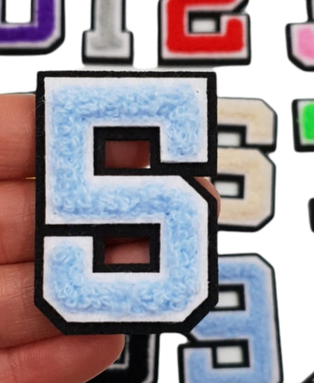 White Chenille 3D Varsity Style 7.5cm Iron-On Patch Numbers — Patches ...