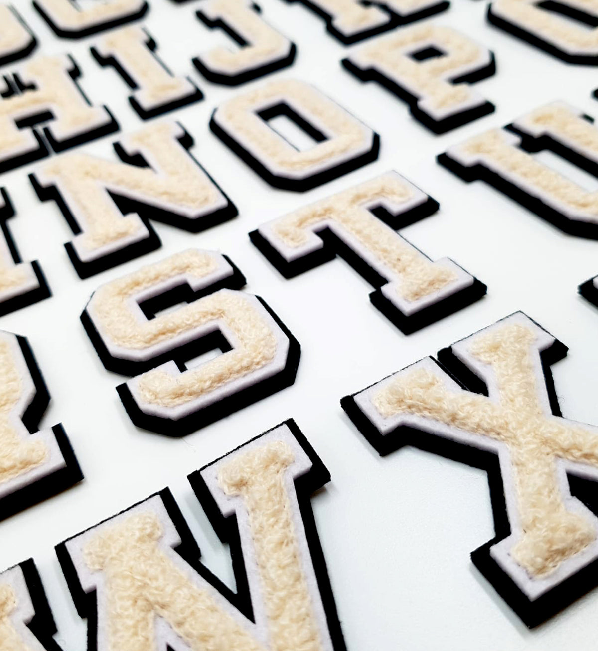 3D Varsity Cream Chenille Patch Letters — Patches "R" Us