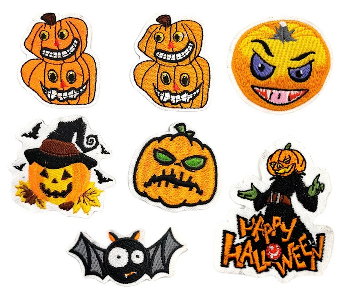 Halloween Pumpkins & Vampire Bat Iron-On Patches — Patches "R" Us