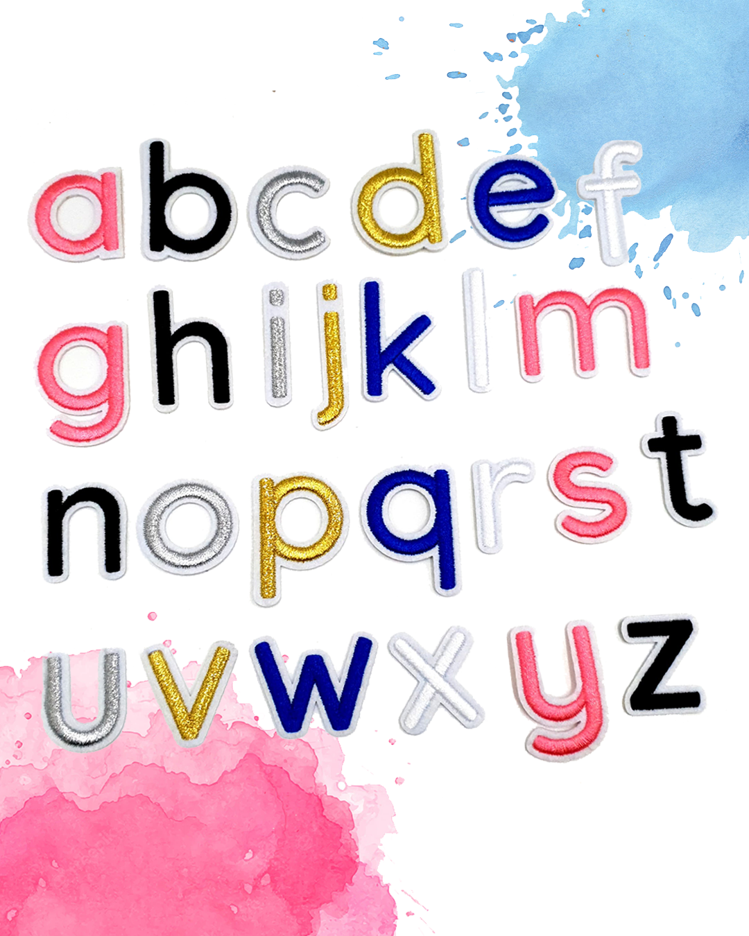 Pink Lowercase Embroidered 3.4cm Iron On Patch Letters — Patches "R" Us