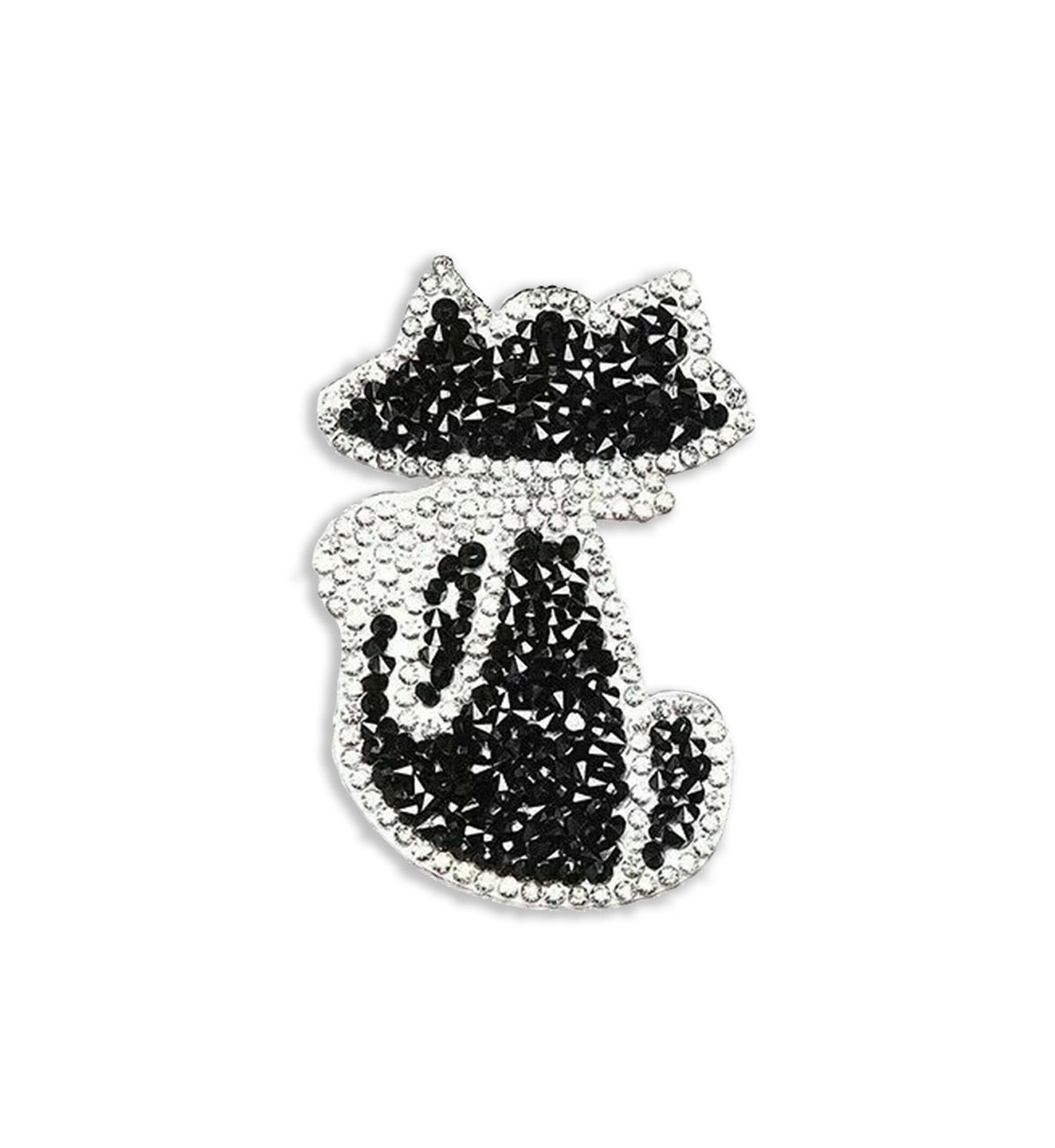 Black Cat Silhouette Rhinestone Iron-On Patch — Patches "R" Us