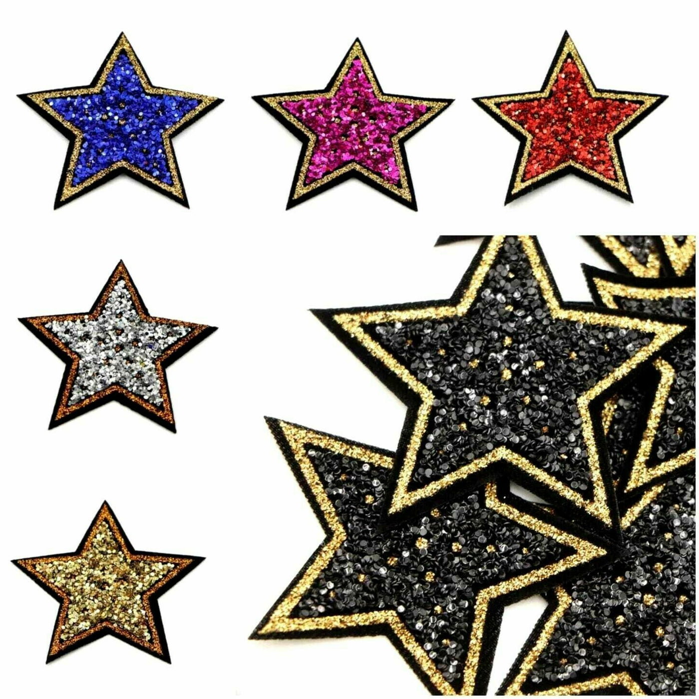 Glitter Sparkle Star 4.2cm Iron On Patch — Patches "R" Us