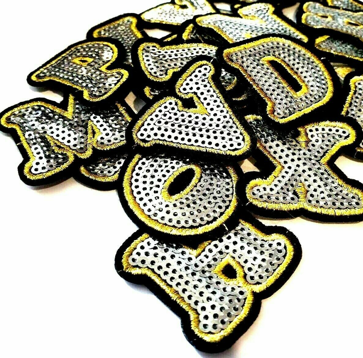 Silver Gold Sequin 4cm Iron-On Patch Letters — Patches "R" Us