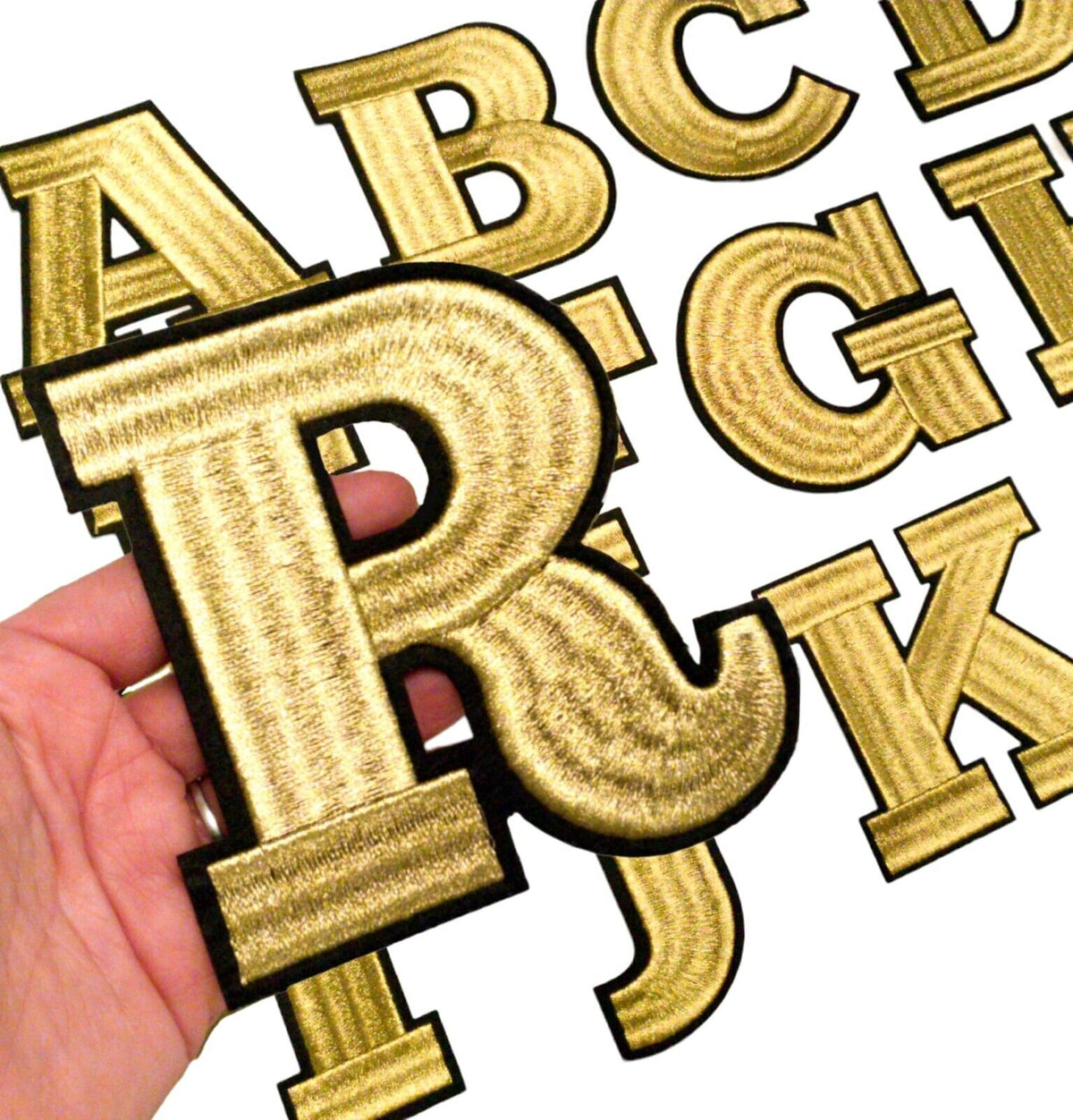 Metallic Gold 10.5cm Iron-On Patch Letters — Patches "R" Us