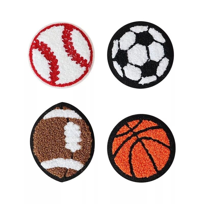 Sports Balls Chenille 6cm Iron-On Patches — Patches "R" Us