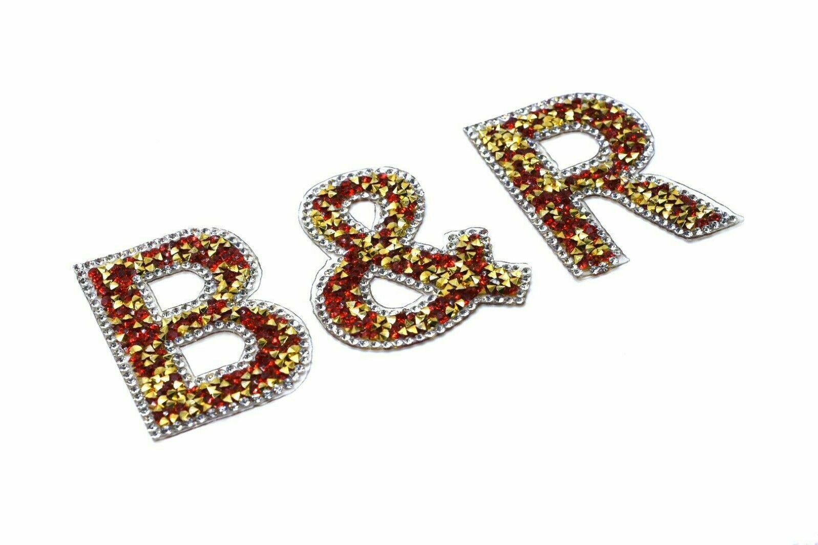 Gold Red Rhinestone 6.3cm Iron-On Patch Letters — Patches "R" Us