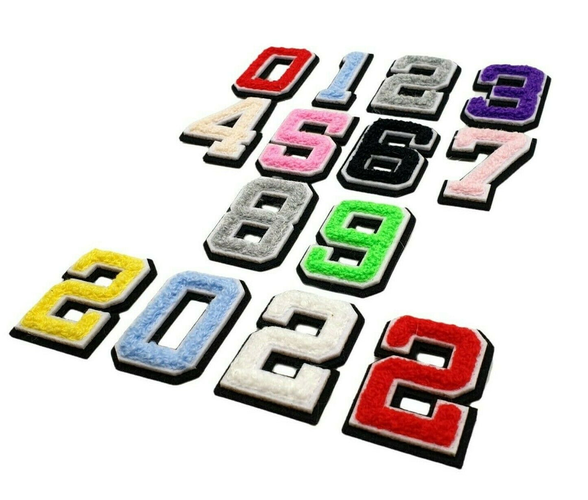 Light Pink Chenille 3D Varsity Style 5cm Iron-On Patch Numbers ...