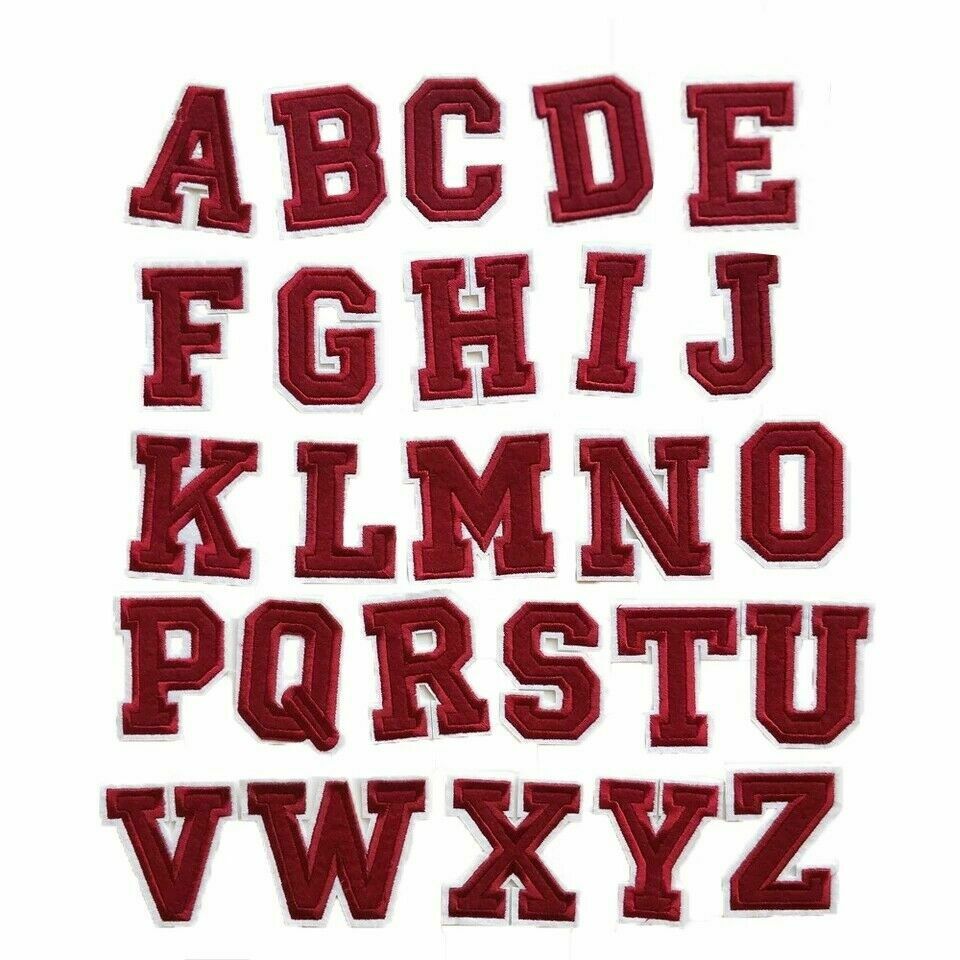 Red 5.8cm Embroidered Iron On Patch Letters — Patches "R" Us