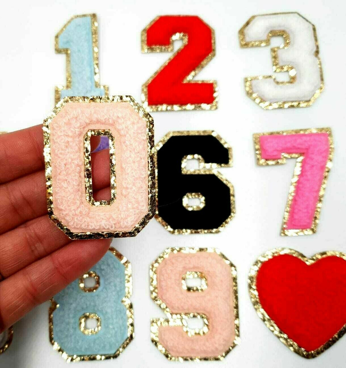Gold Trim Multicolored Chenille Numbers — Patches "R" Us