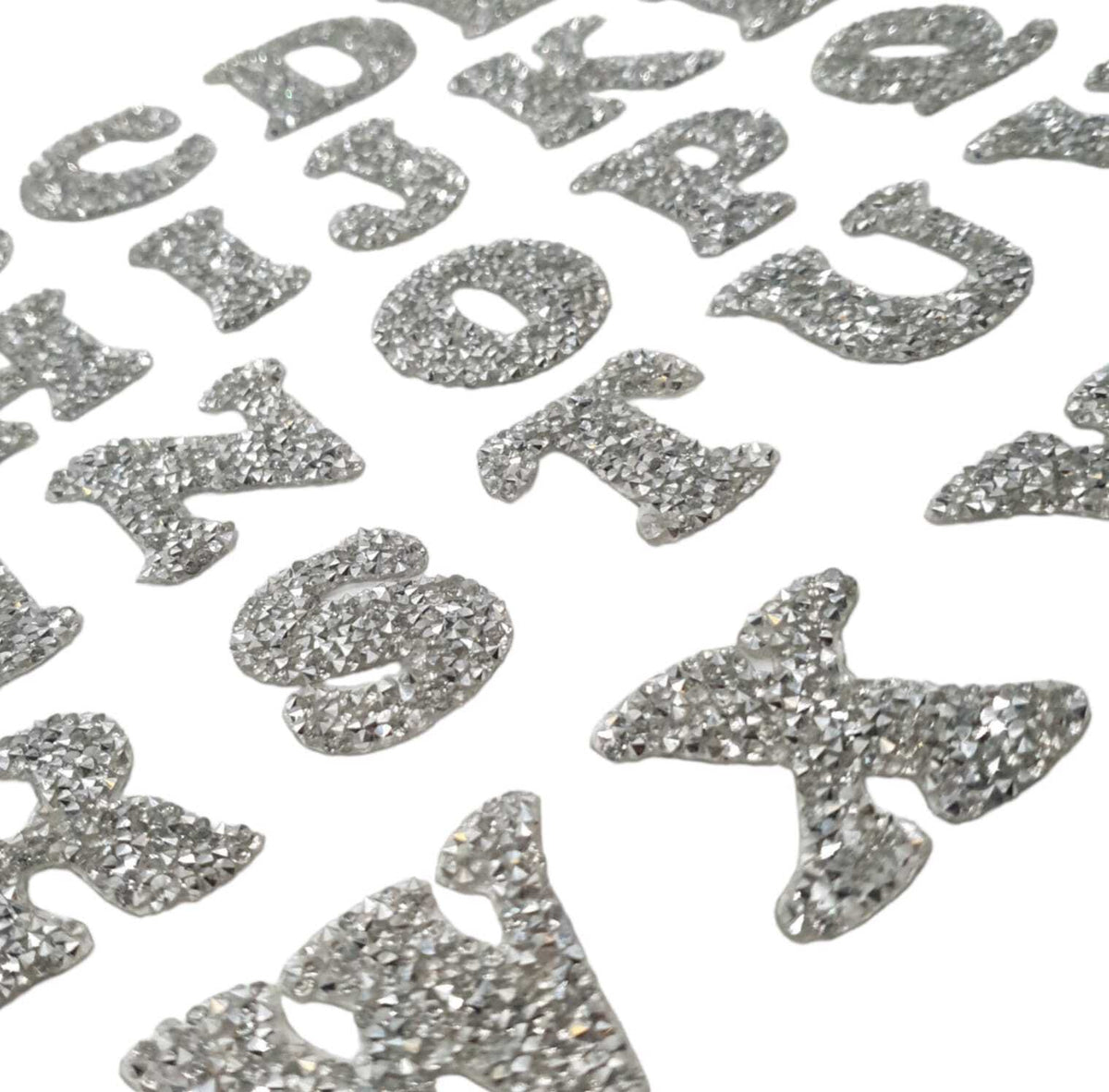 Silver Rhinestone Serif Style 3.3cm Iron-On Patch Letters — Patches "R" Us