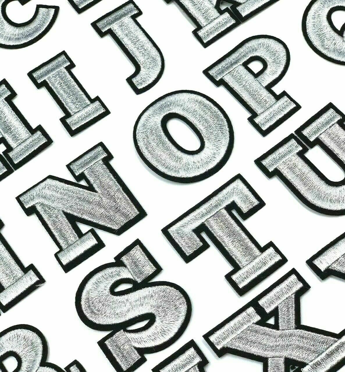 Silver Embroidered 5.5cm Iron-On Patch Letters — Patches "R" Us