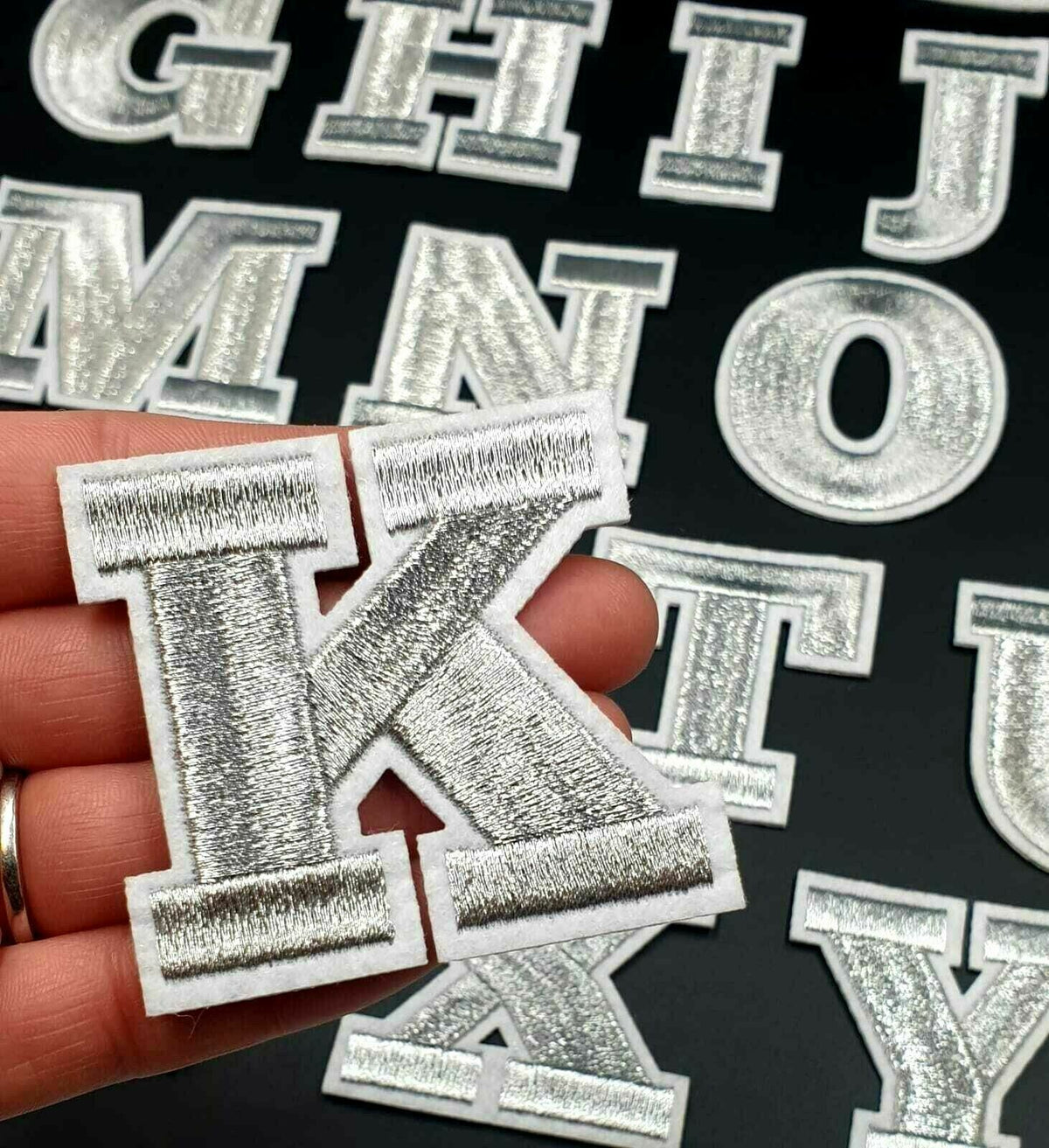 Silver Embroidered 5.5cm Iron On Patch Letters — Patches "R" Us