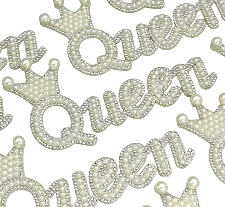Pearl Queen Rhinestone Iron-On Patches — Patches "R" Us